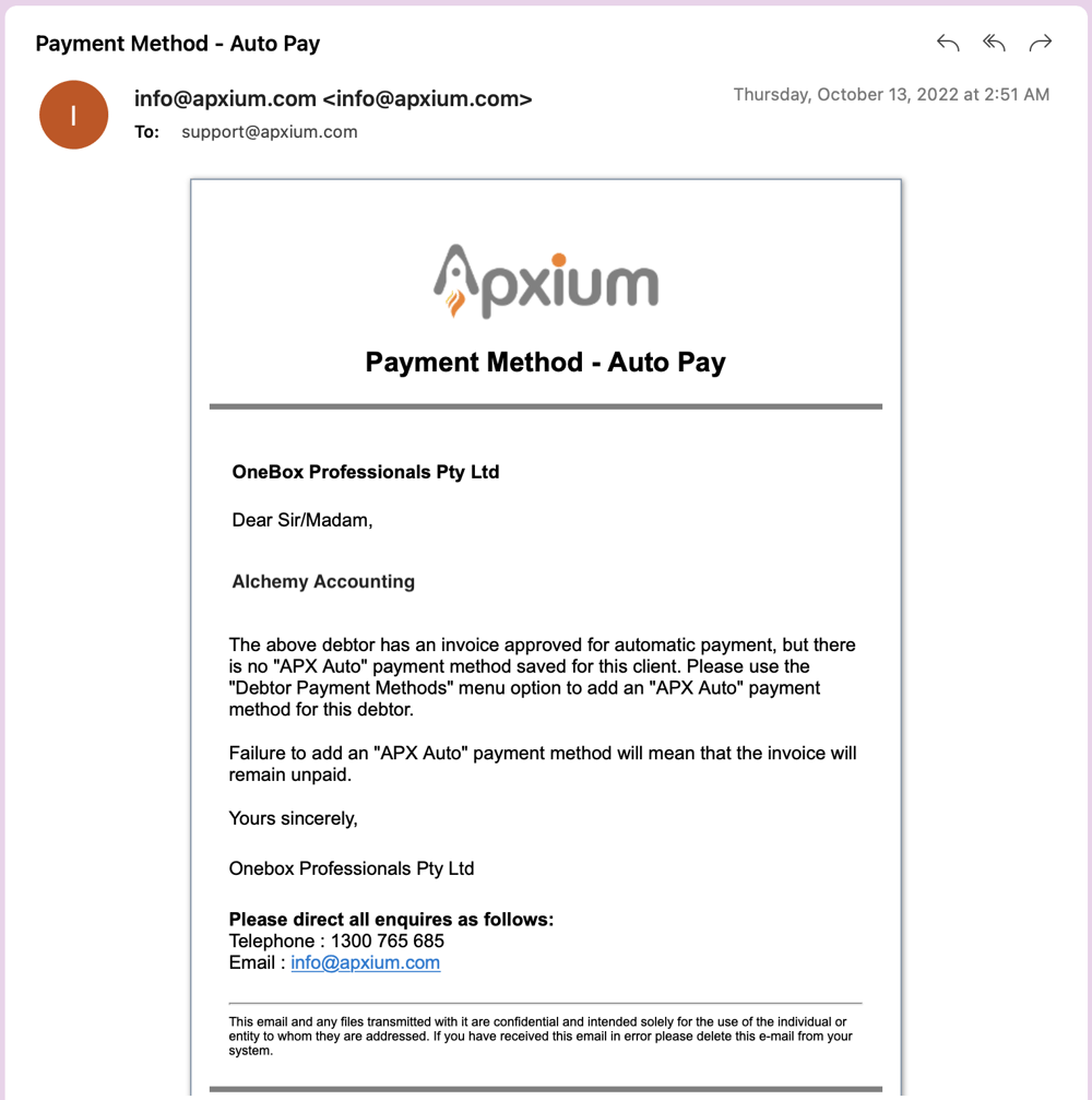 Debtor Payment Method for Auto Pay